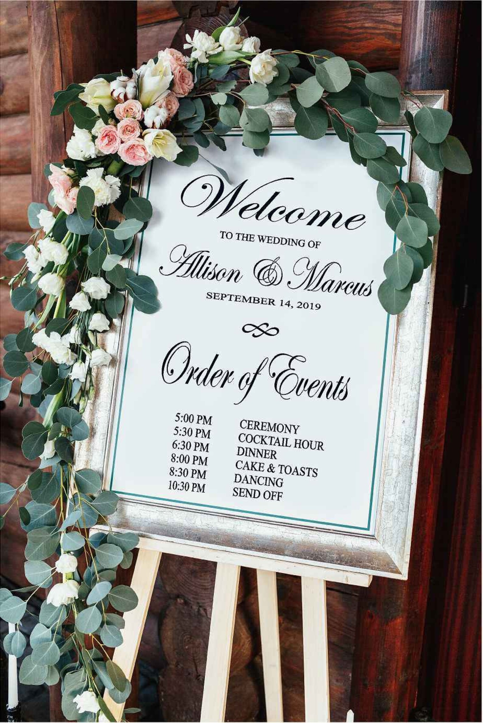 Wedding Order of Events Decal Wedding Itinerary Decal | Etsy