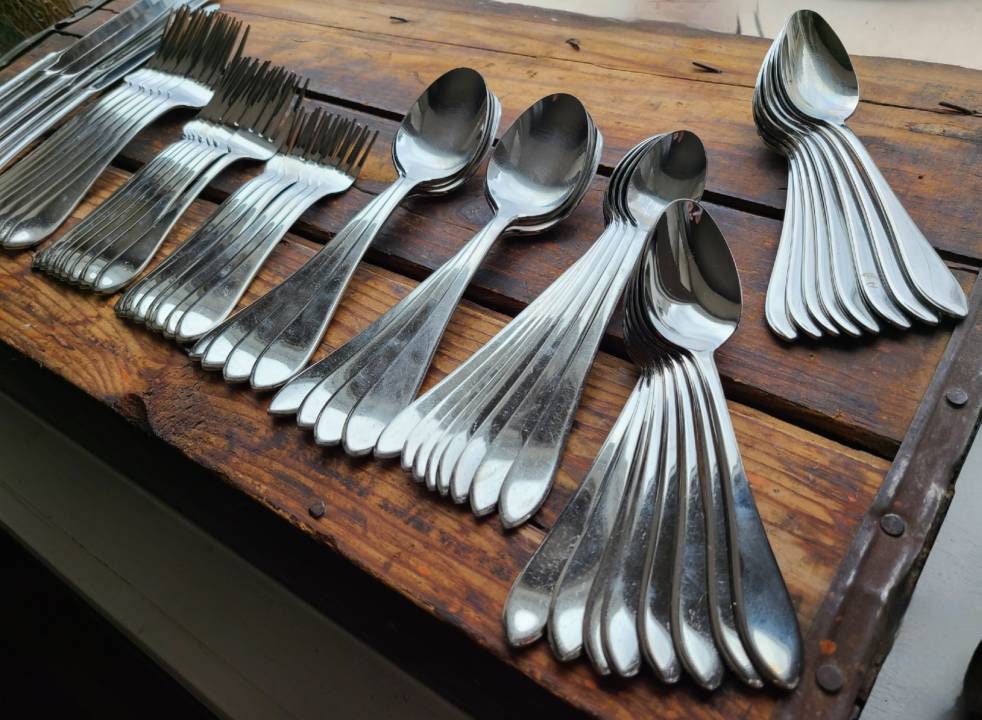 Retroneu ROSEANNE Vintage 90s Stainless Steel Flatware Glossy ...