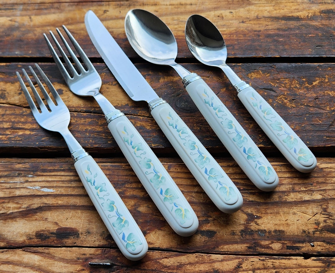 Vintage Corelle CALLAWAY IVY Stainless Steel Plastic Handle Flatware ...