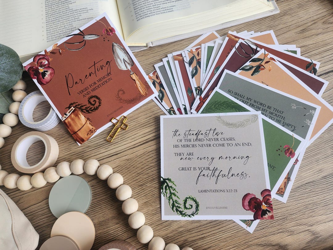 Verse Cards Set of 17, Parenting Verses Pack - Watercolor Floral ...