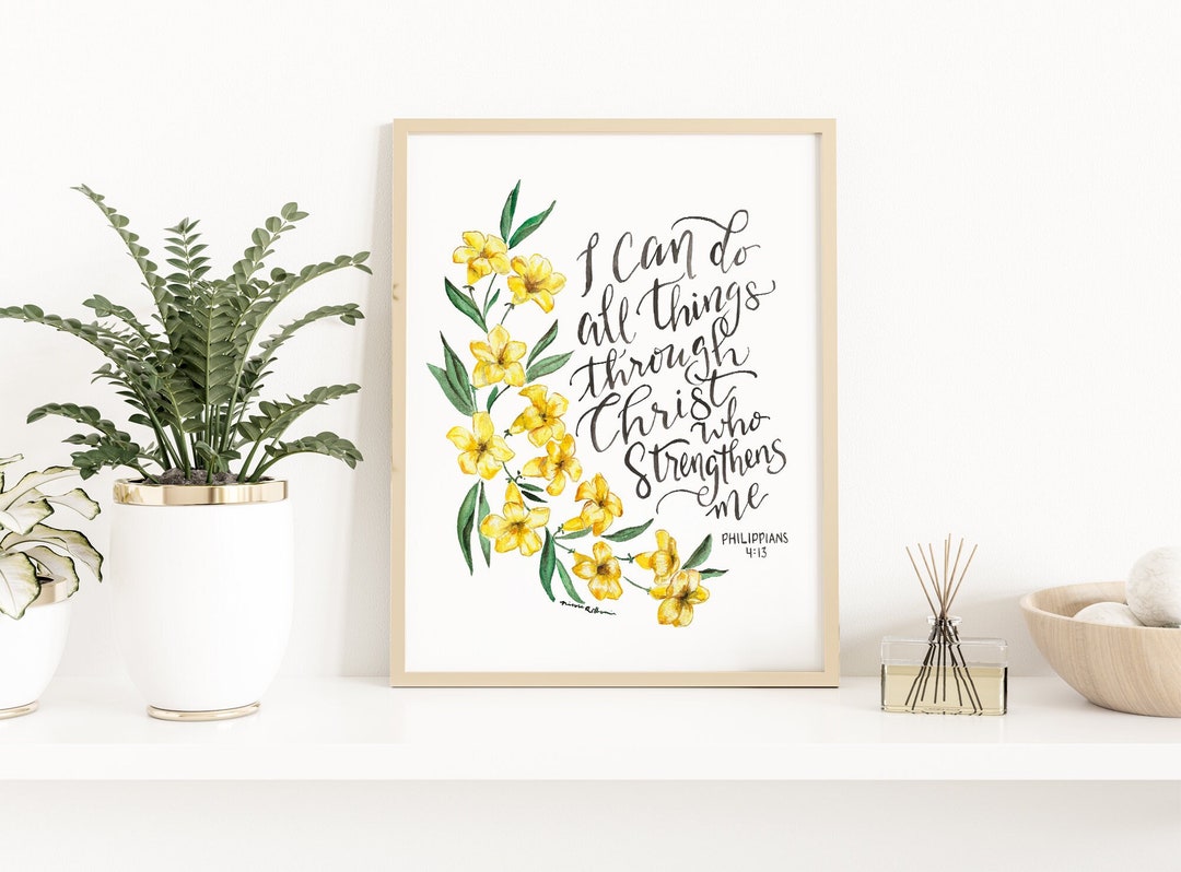 I Can Do All Things Through Christ Watercolor Art Print, Philippians 4: ...