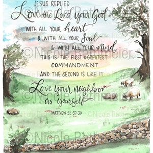 Love the Lord - Love Your Neighbor - Matthew 22:37-39, Handlettering ...