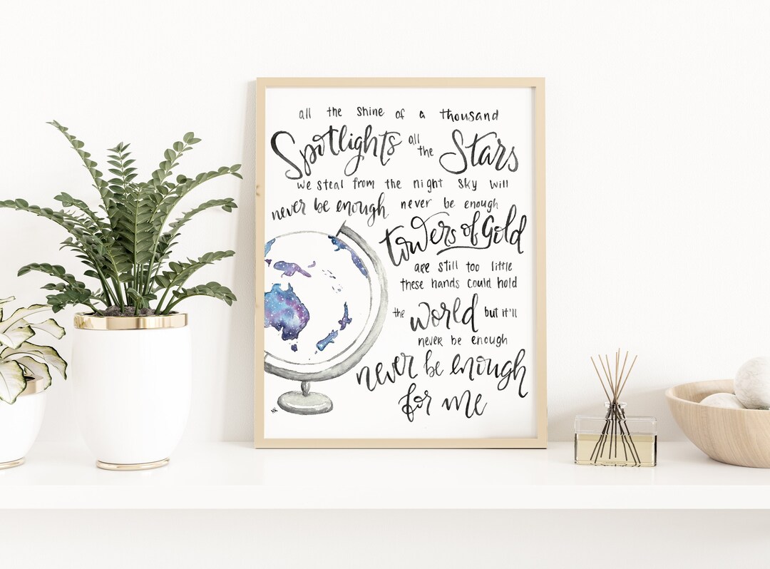 Never Enough Quote Watercolor Print Lyric Art From Greatest - Etsy