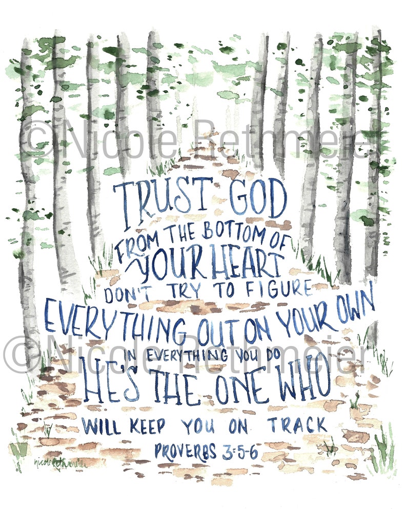 Trust in the Lord Scripture Verse inspirational watercolor | Etsy