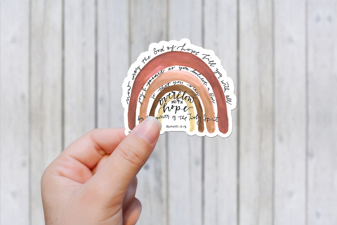 Pink Rainbow Bible Verse Sticker - 3x3 Handpainted Watercolor and Bible ...