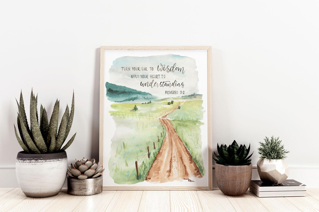 Proverbs Country Road Scripture Verse Inspirational Watercolor Print ...