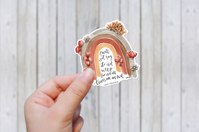 Tolkien Quote Rainbow Watercolor Sticker, Flower Rainbow Sticker, LOTR ...