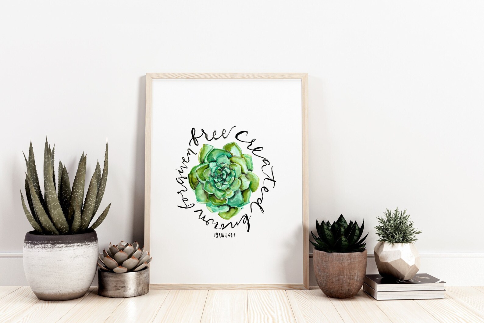 Watercolor Succulent Bible Verse Print Handlettering | Etsy