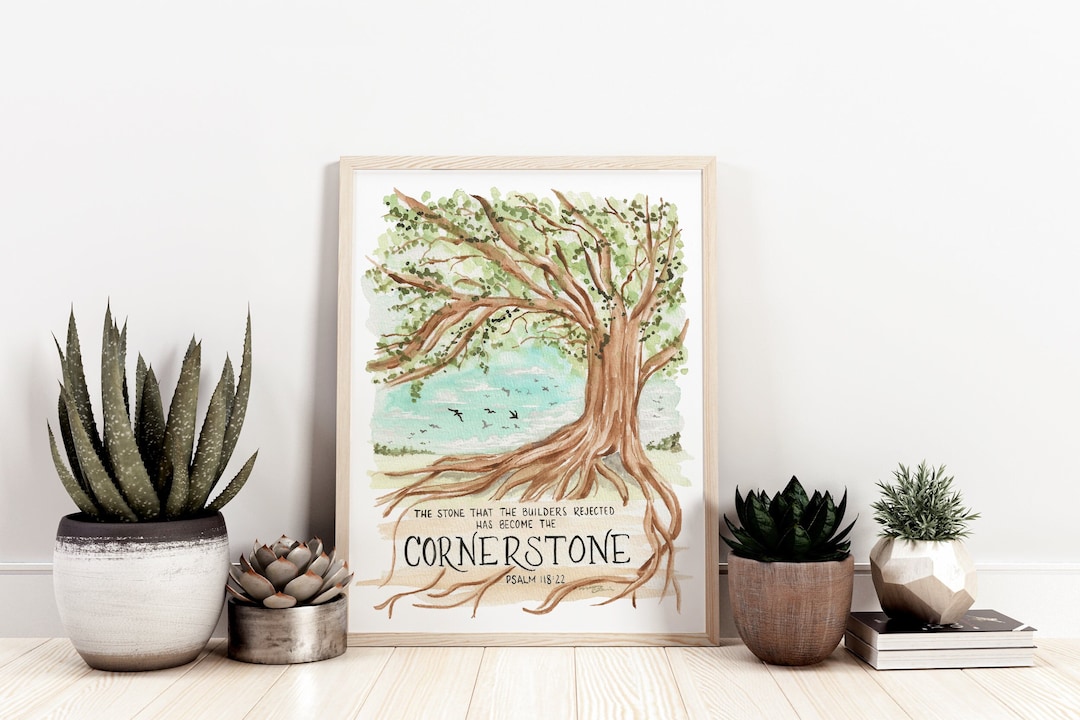 Cornerstone Scripture Verse Watercolor Print - Psalm 118:22 ...