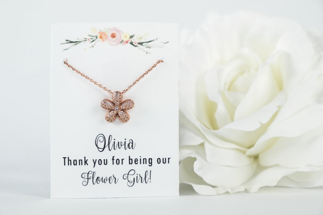 Flower Girl Necklace | Rose Gold Jewelry Gift for Little Girls ...