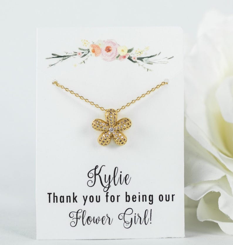 Flower Girl Necklace | Rose Gold Jewelry Gift for Little Girls ...