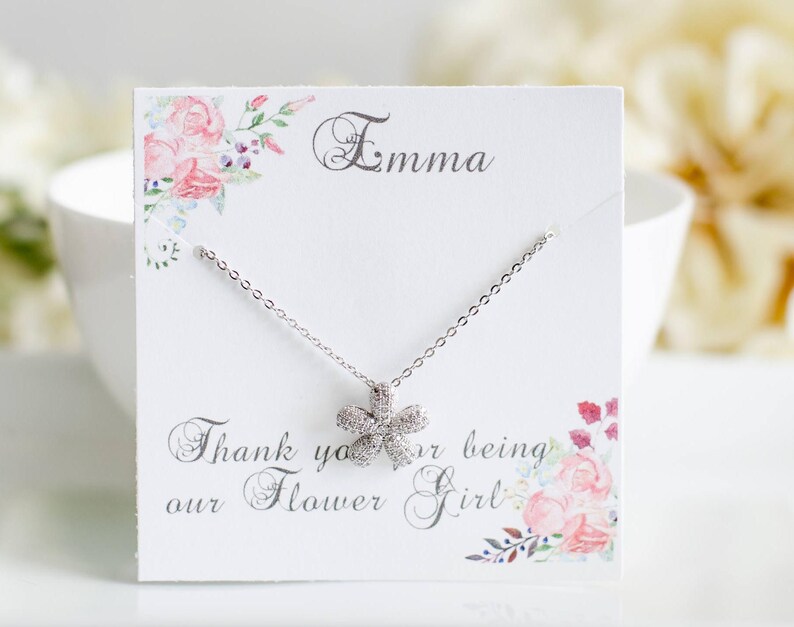 Flower Girl Necklace | Rose Gold Jewelry Gift for Little Girls ...