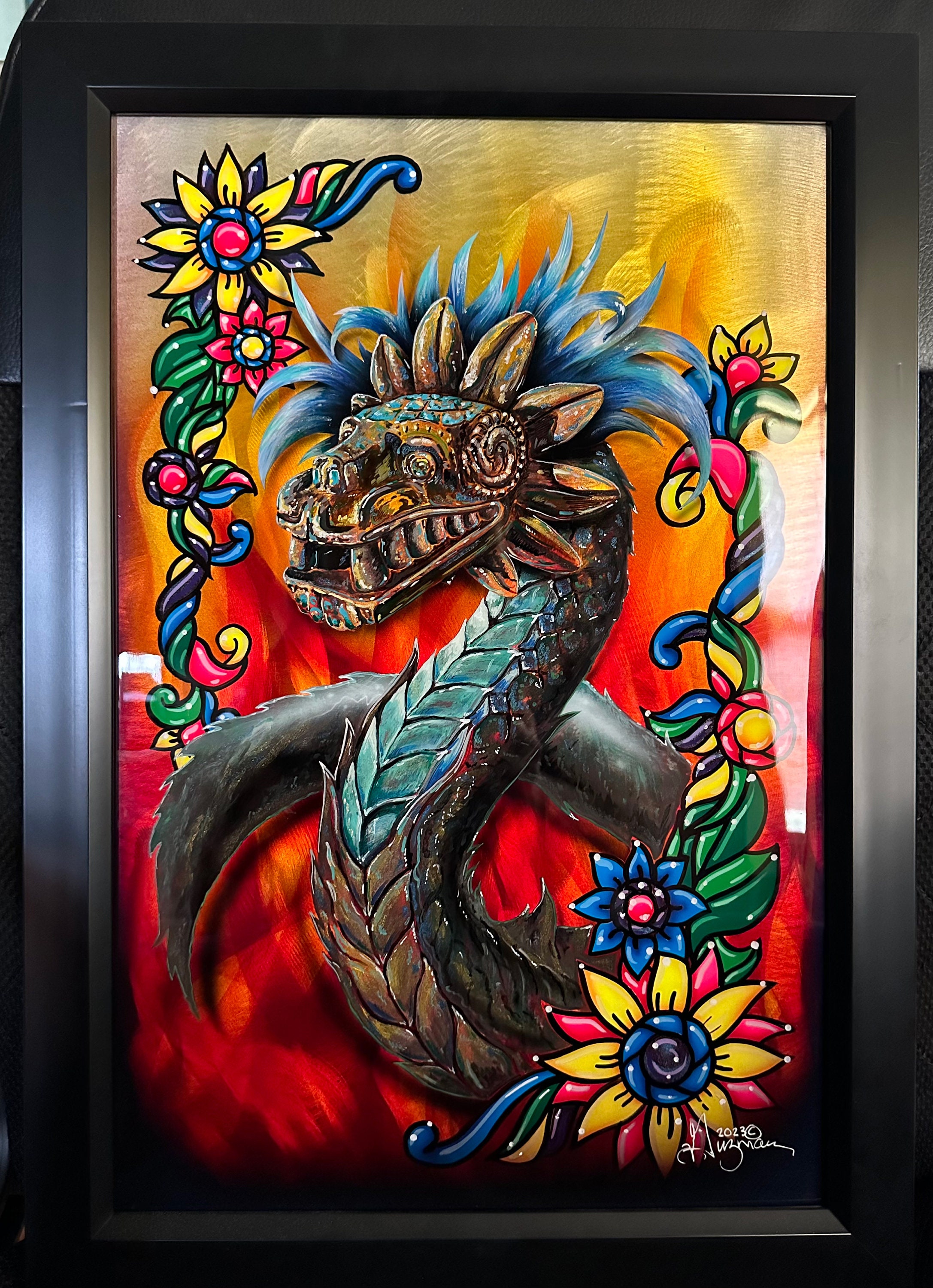 Quetzalcoatl Feathered Serpent God precious Serpent Original Painting ...