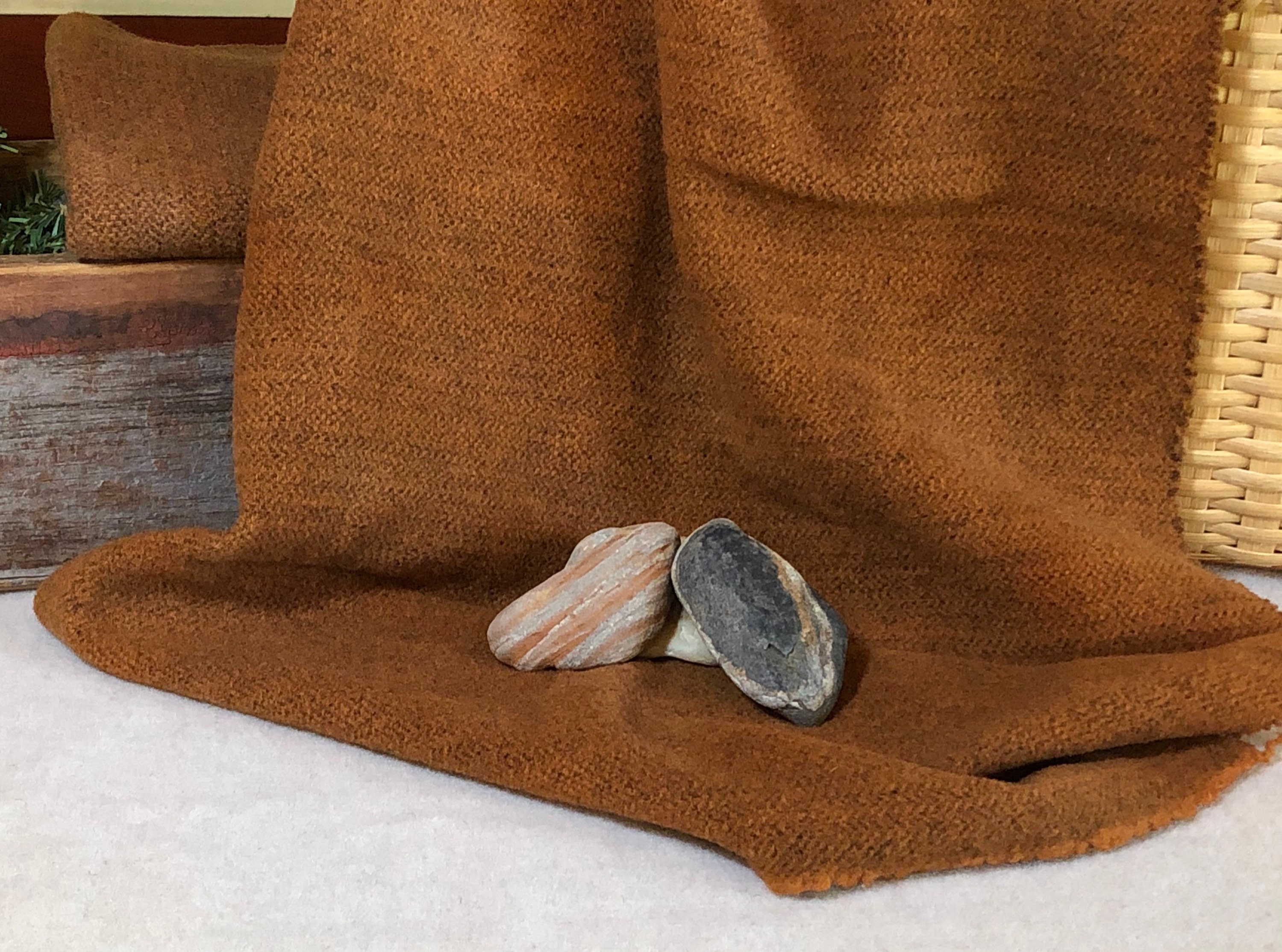 Dark Pumpkin Herringbone, Hand Dyed Wool Fabric for Rug Hooking ...