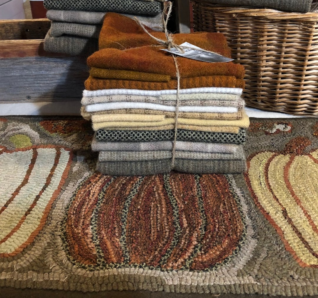 Three Pumpkins, Rug Hooking Kit for Hooked Rug, 12" X 24", Fall Table ...