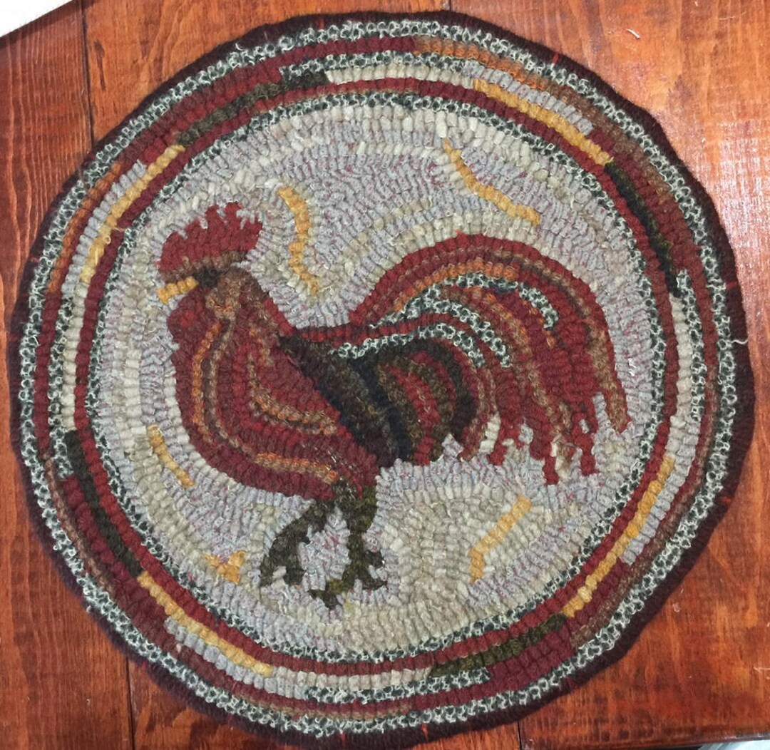 Primitive Rug Hooking Pattern for "herald the Rooster" Chair Pad, on ...