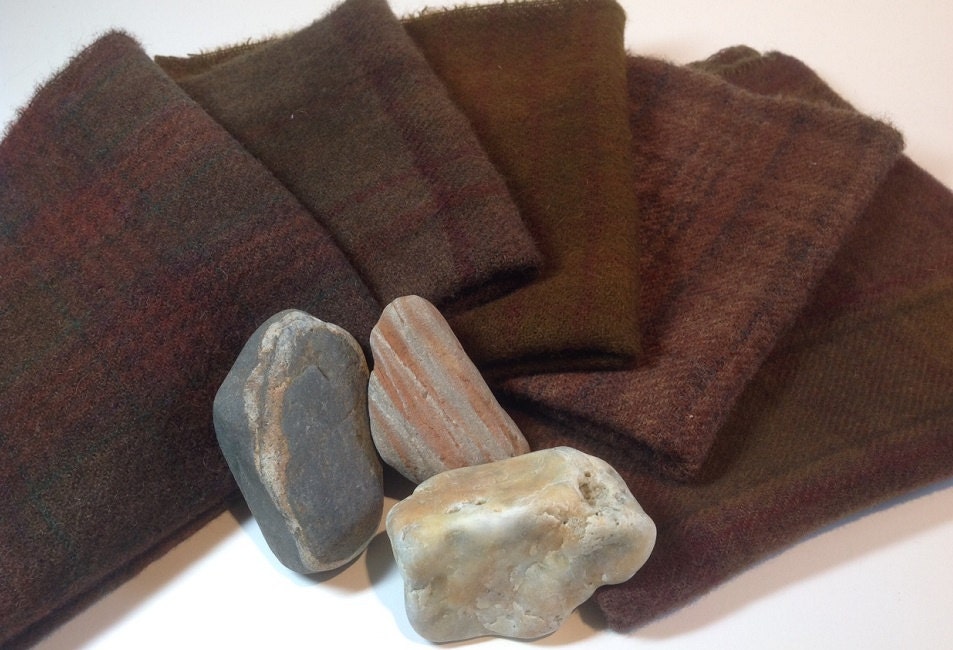 Chocolate Wool Bundle, Wool Fabric for Rug Hooking and Applique, Penny ...