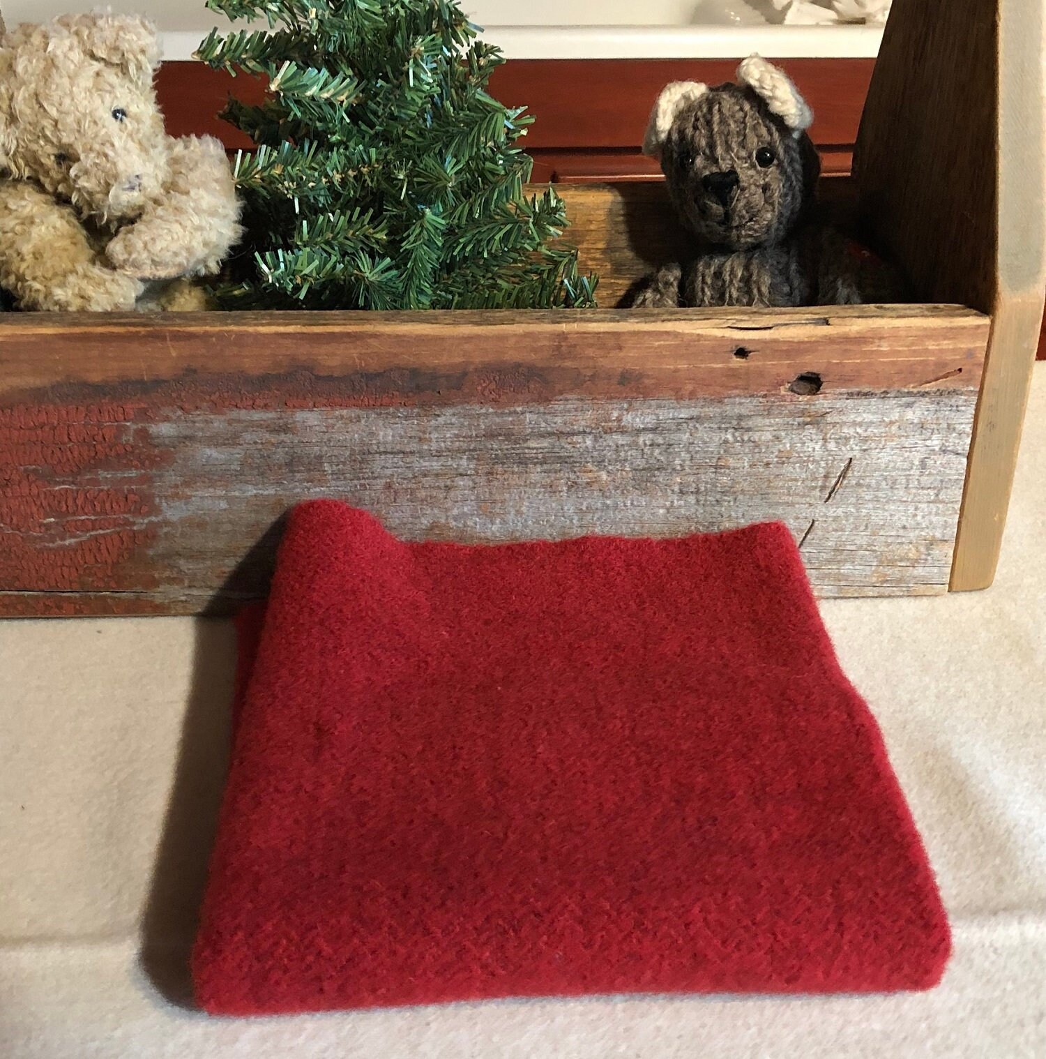 Valentine Red Herringbone Hand Dyed Wool Fabric for Rug Hooking ...