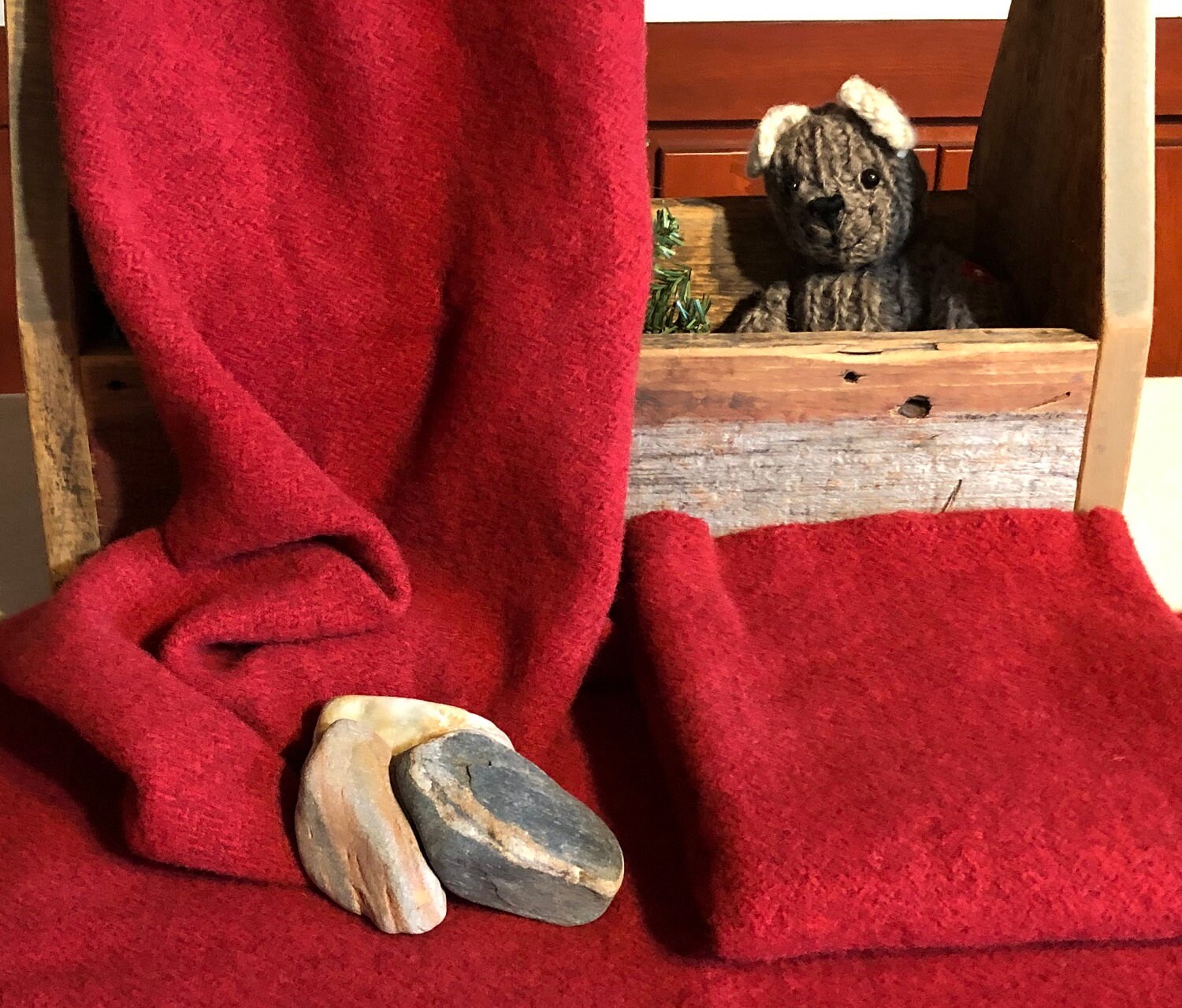 Valentine Red Herringbone Hand Dyed Wool Fabric for Rug Hooking ...