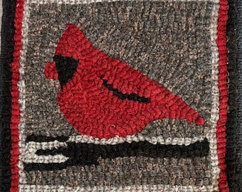Rug Hooking Pattern Cardinal Birdhouse Mat 8 X 8 | Etsy