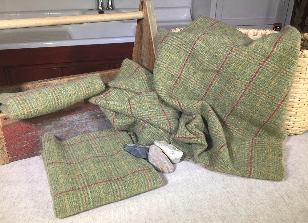 Gilbert Green, a green plaid, Mill Dyed Wool Fabric for Rug Hooking ...