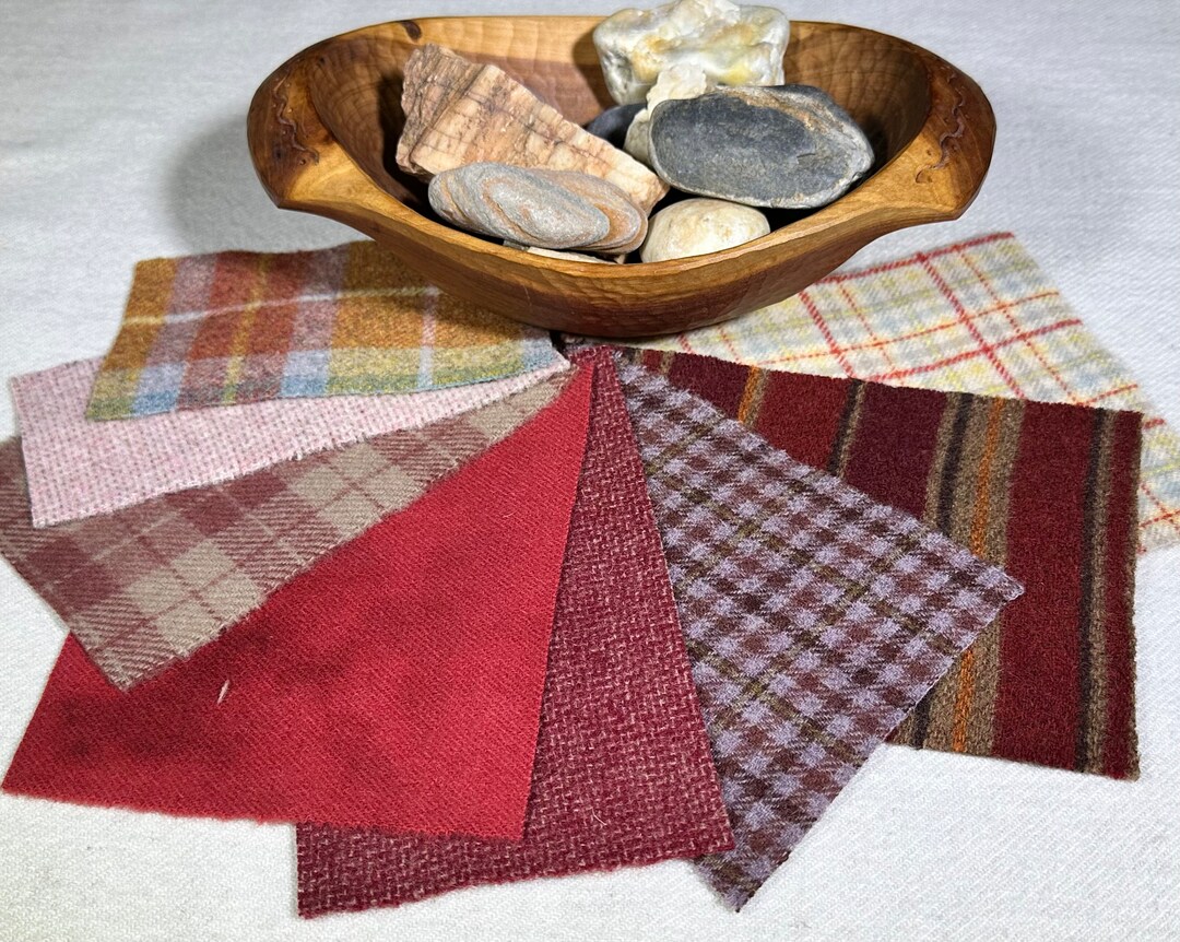 Applique Wool Bundle, Wildflower Red Wool Pack, Mill or Hand-dyed 100% ...