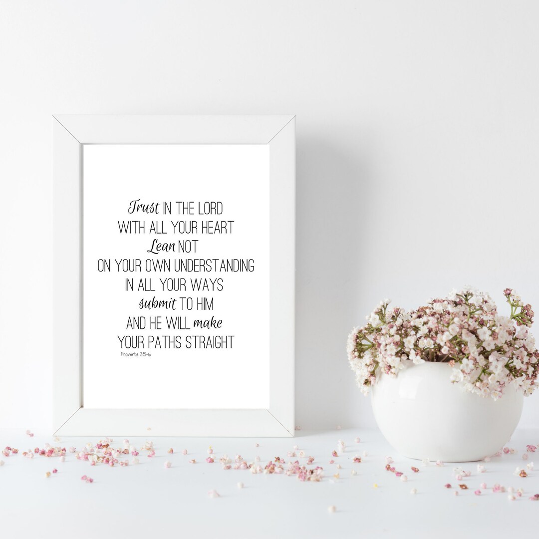 Proverbs 3:5-6, Printable Scripture, Bible Verse Print, Christian Wall ...