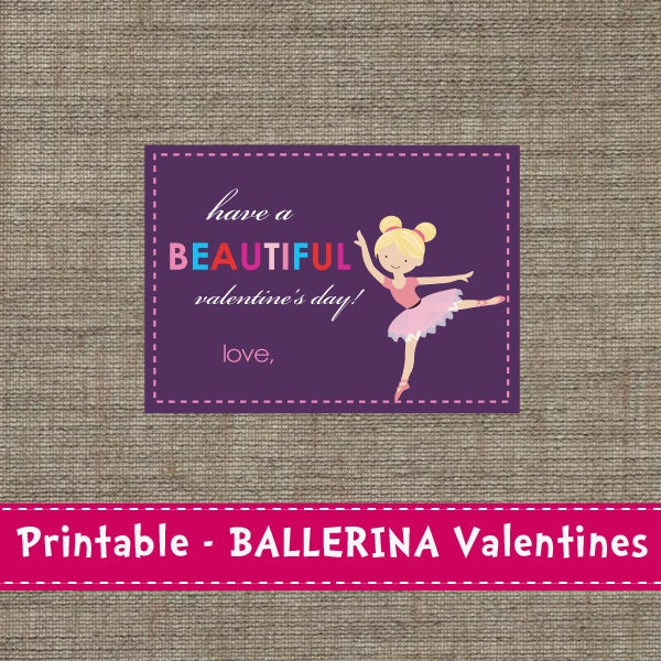 Ballerina Valentine DIY Printable | Etsy