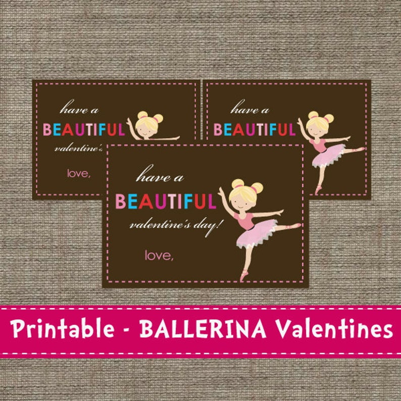 Ballerina Valentine DIY Printable | Etsy