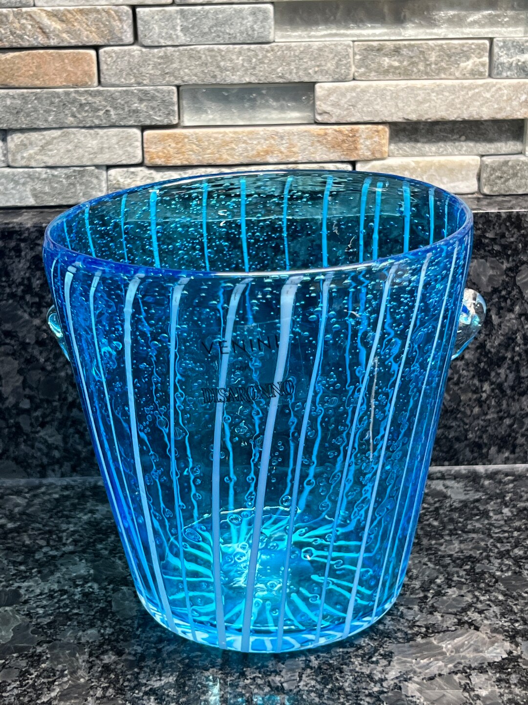 Murano Ice Bucket - Venini - Disaronno - Blue - White - Striped - MCM ...