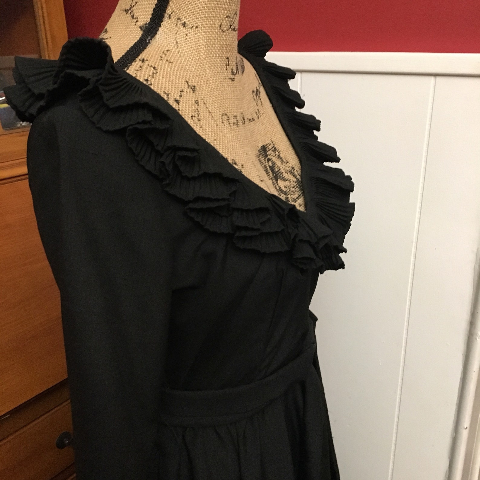 Black Evening Dress Victor Costa Eighties Ruffled | Etsy