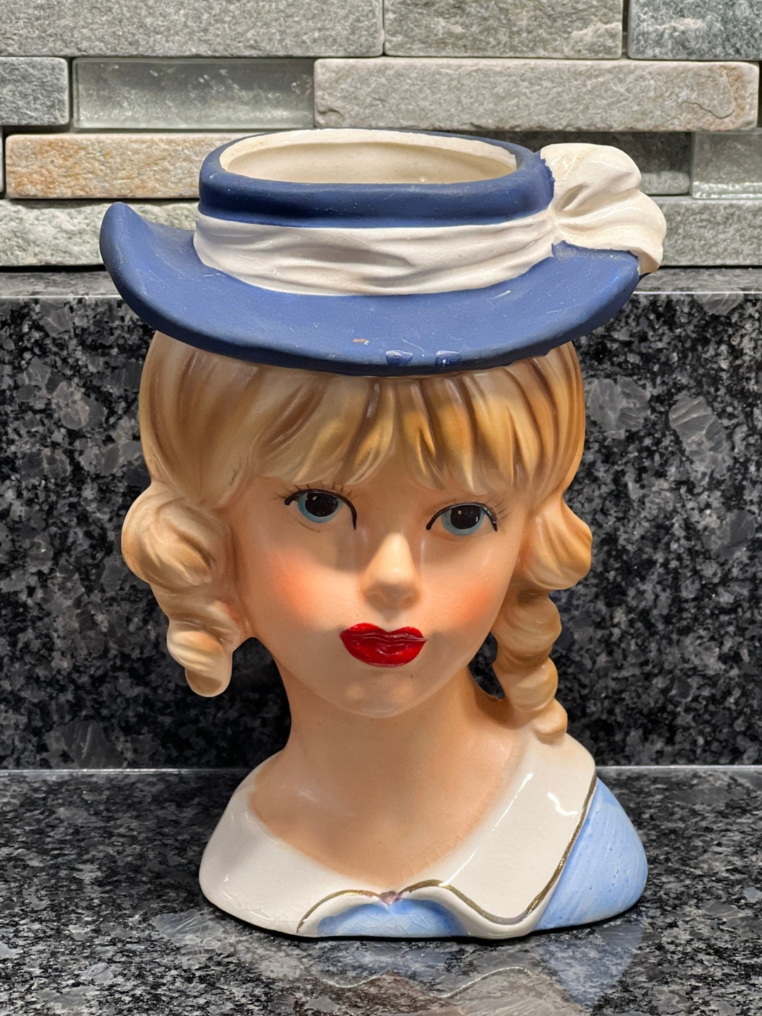 Relpo Head Vase - K1837 - Pigtails - Hat - Teen - Ceramic - Collectible ...