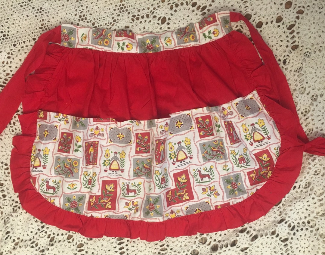 Amish Apron - Dutch - Friendship - Sixties - Seventies - Red - White ...