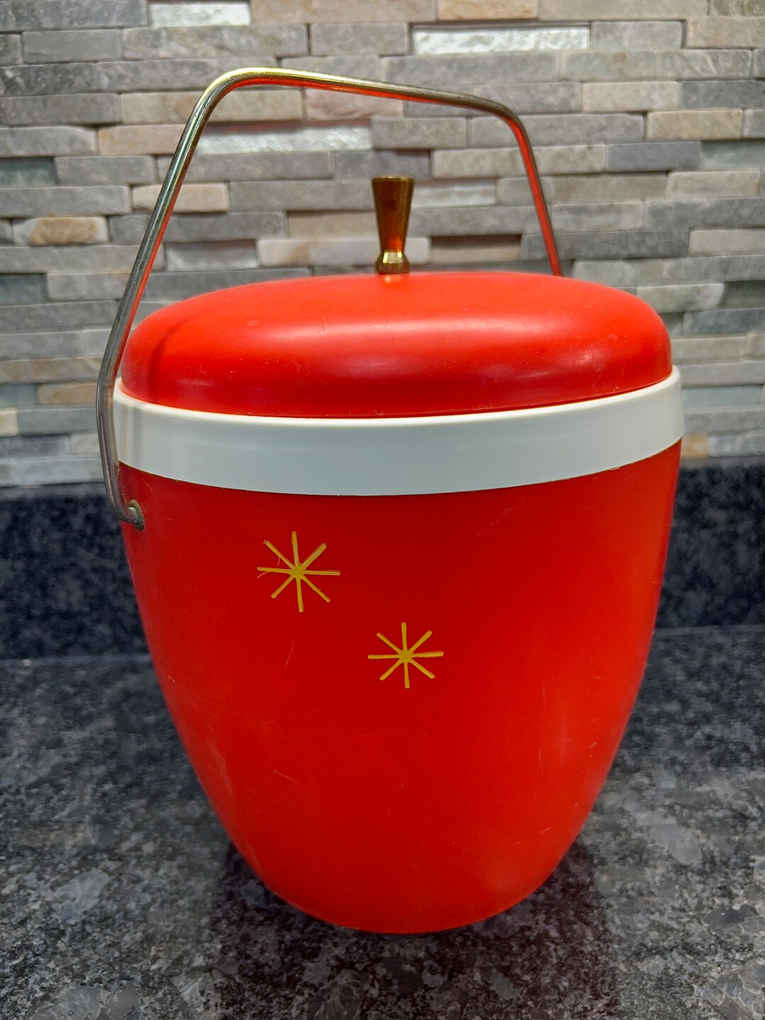 MCM Ice Bucket - Starburst - Red - Mod - Mid Century - Atomic Era ...