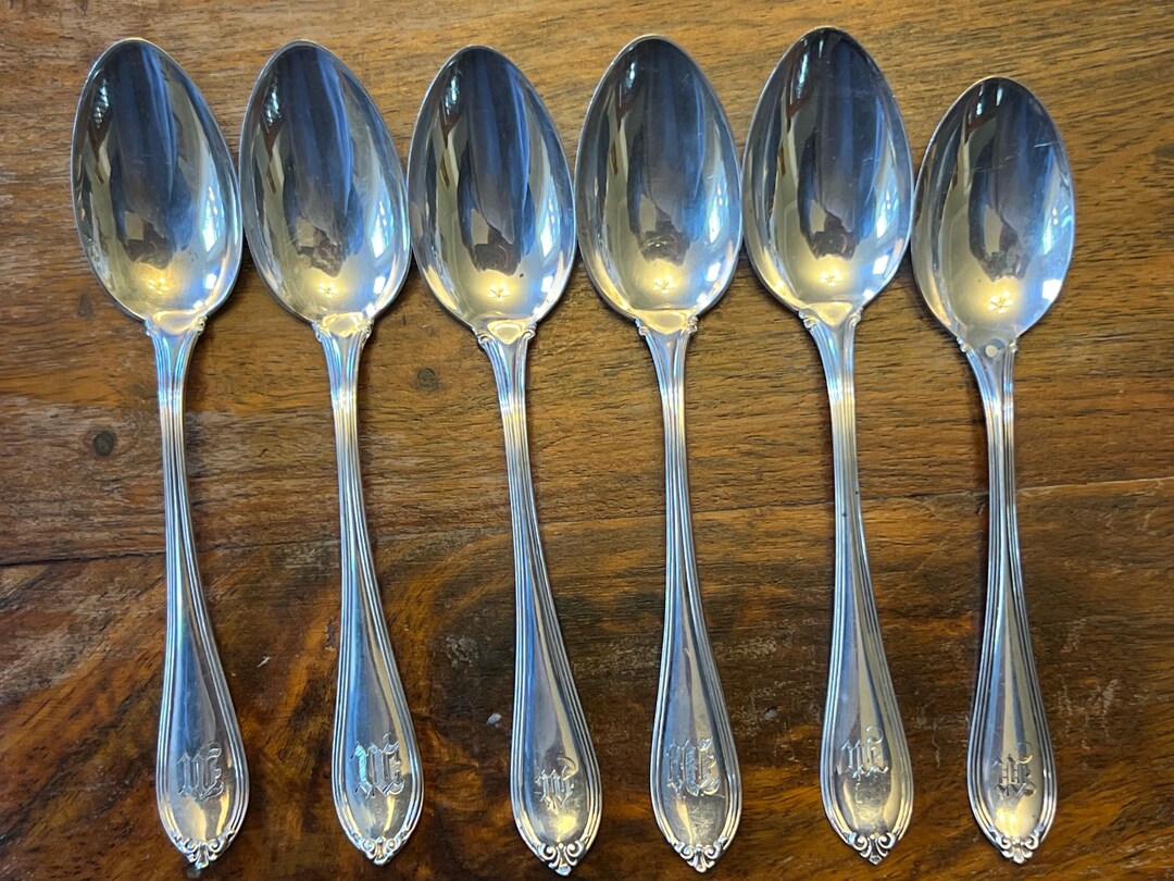 Sterling Silver Teaspoons Set - 6 - Monogrammed - Engraved - Flatware ...