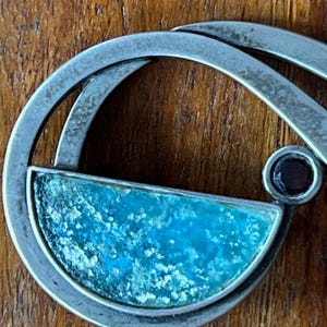 Roman Glass Sterling Brooch - Modernist - Bruria - Israel - Gemstone ...