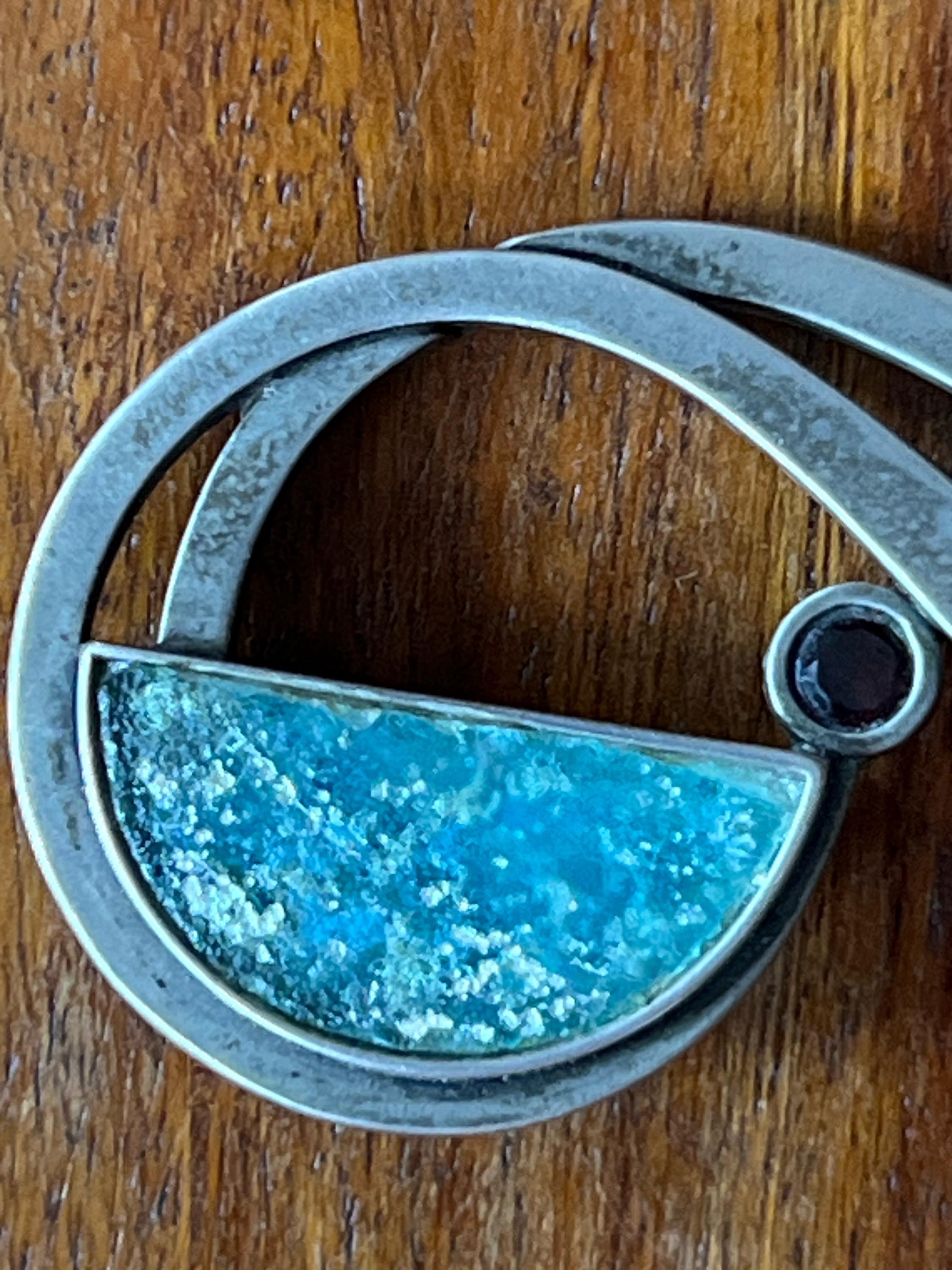Roman Glass Sterling Brooch - Modernist - Bruria - Israel - Gemstone ...