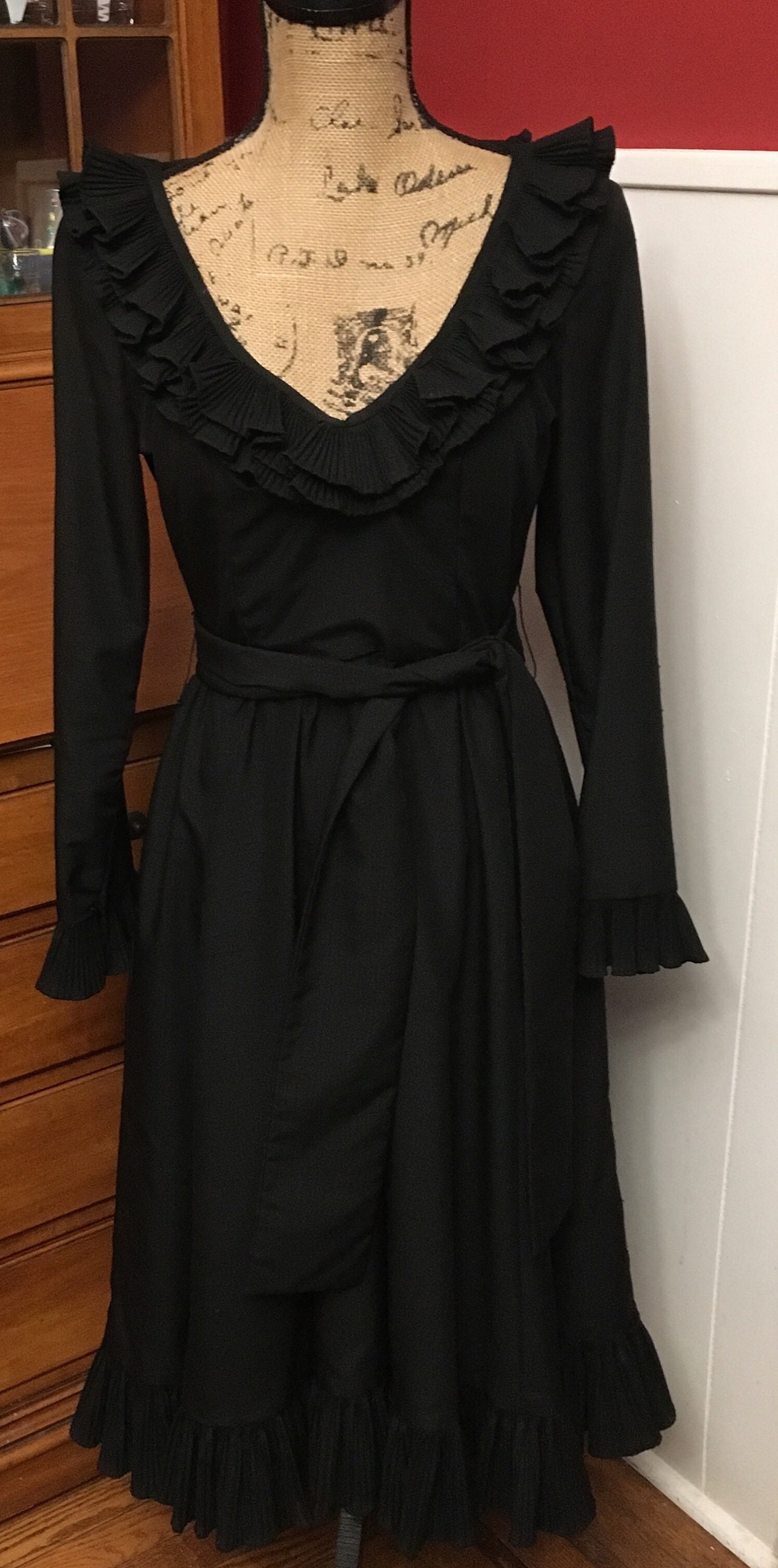 Black Evening Dress Victor Costa Eighties Ruffled | Etsy
