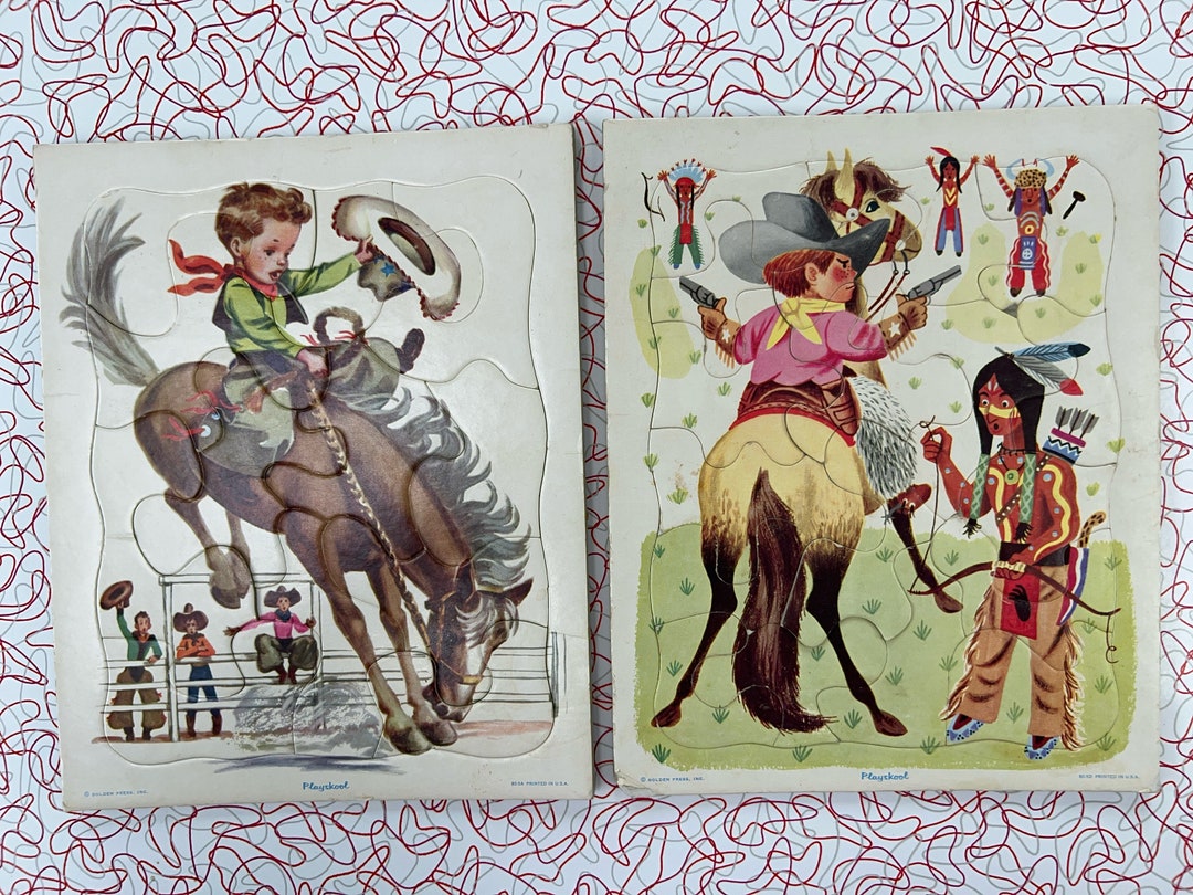 Cowboy Jigsaw Puzzle - Pair - Rodeo - Native Americans - Western Theme ...