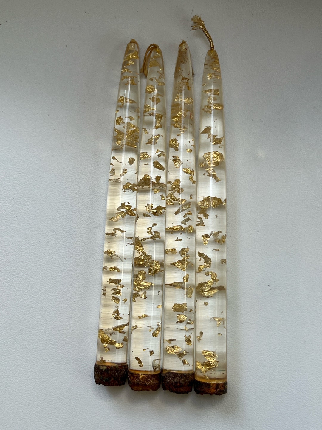 Lucite Candles - Gold Flecks - Acrylic - MCM - Kitsch - Sixties ...
