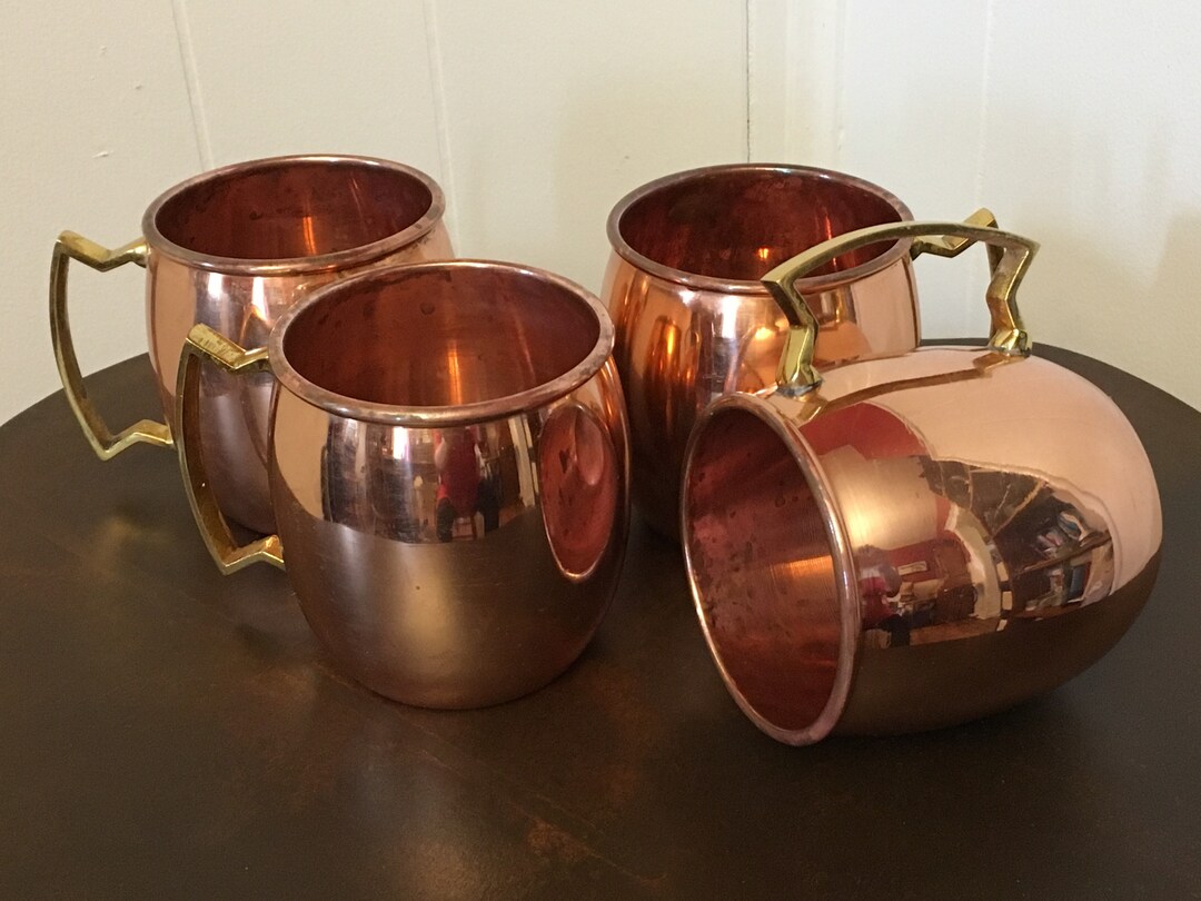 Copper Mugs Mules Brass Mid Century Barware Cocktails Moscow Mules ...