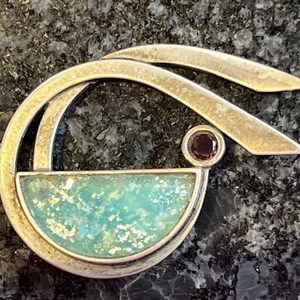 Roman Glass Sterling Brooch - Modernist - Bruria - Israel - Gemstone ...