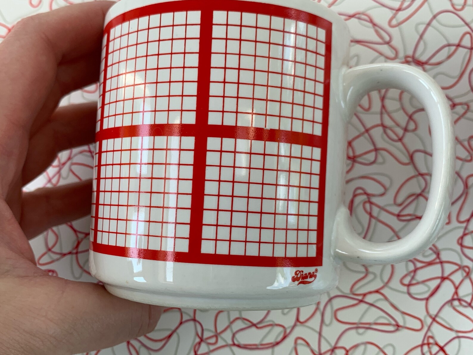 Mod Geometric Mugs Grid Graph Graphic Red White - Etsy