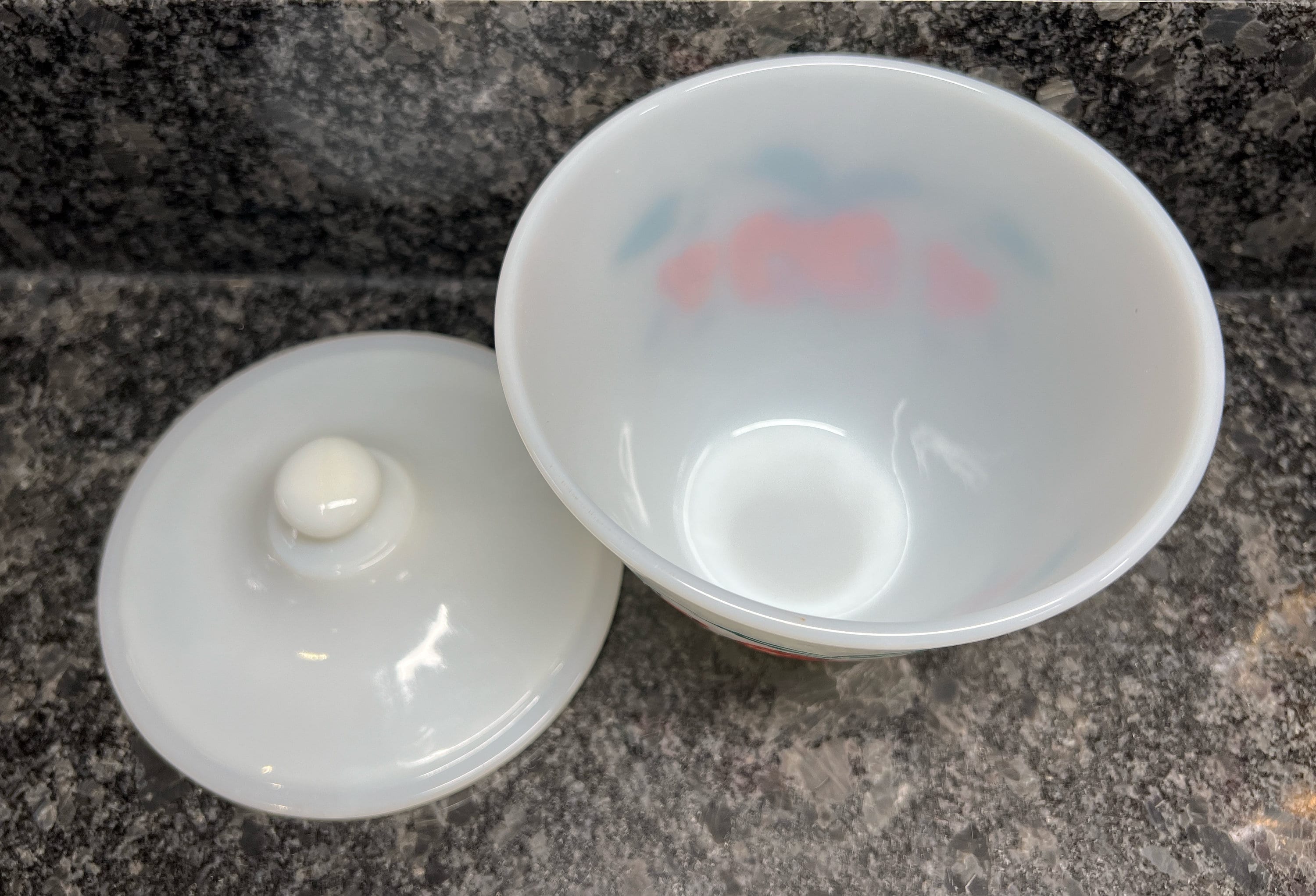 Fire King Grease Jar - Apples - Red - White - Fruit - Rare Milk Glass ...
