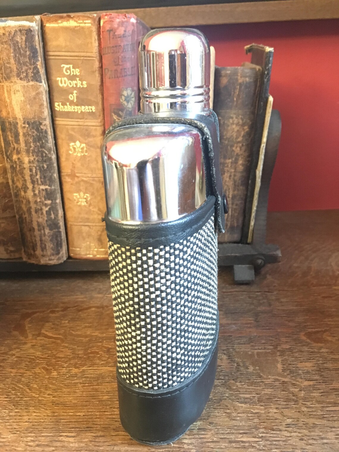 Christian Dior Flask - Leather and Textile Case - Vintage - Black ...