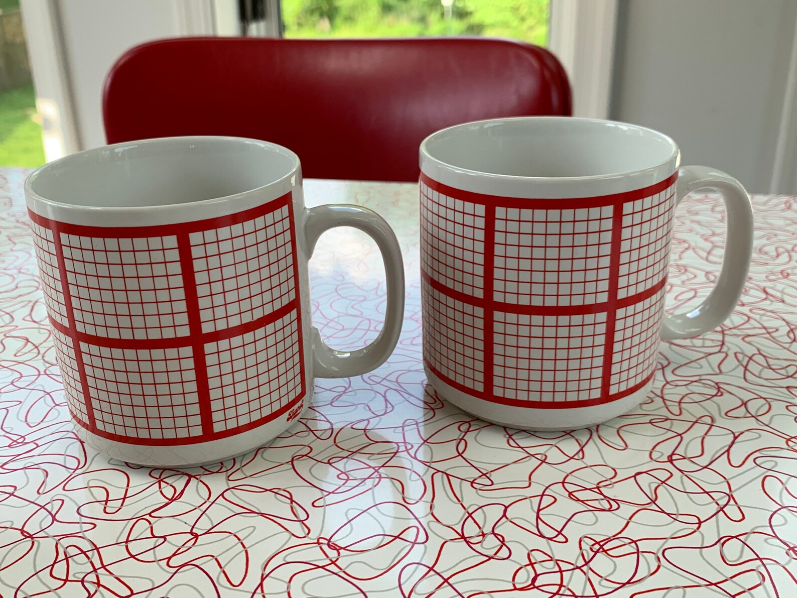 Mod Geometric Mugs Grid Graph Graphic Red White - Etsy