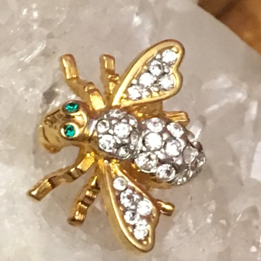 Bee Pin Joan Rivers Rare Insect Pin Gold Rhinestones Collectible ...