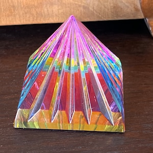 Aurora Borealis Prism Pyramid Glass Austria Multicolored Paperweight ...