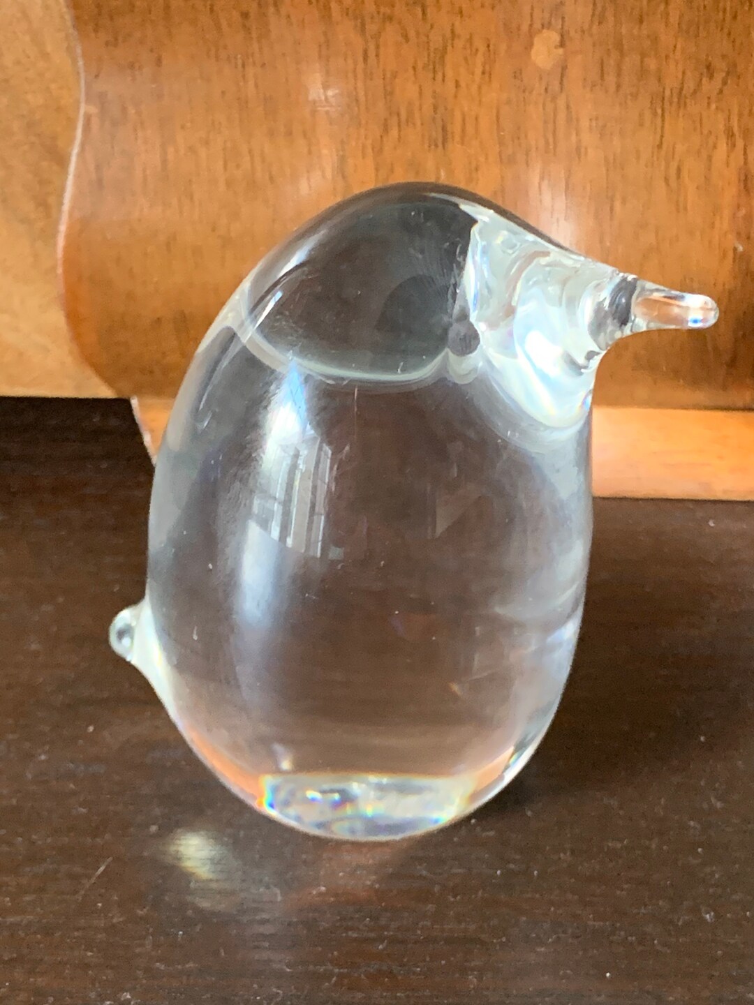 Steuben Penguin Bird Glass Figurine Paperweight Hand Cooler Abstract