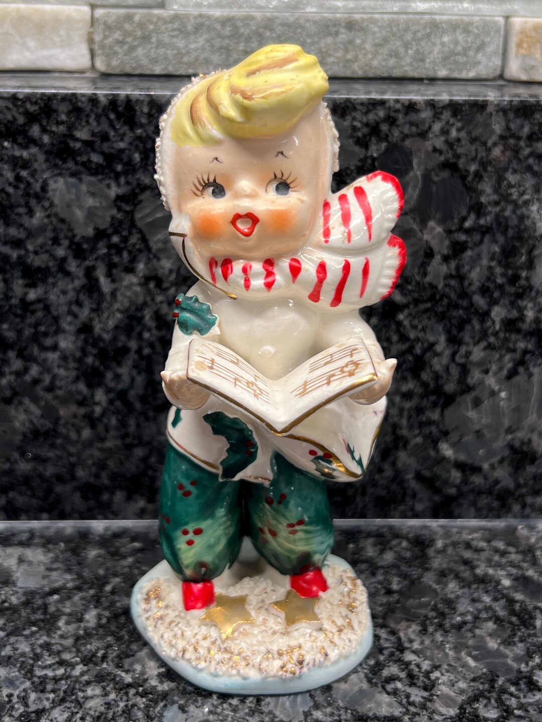 Lefton Christmas Caroler Figurine - Holly Girl - Carols - Caroling ...